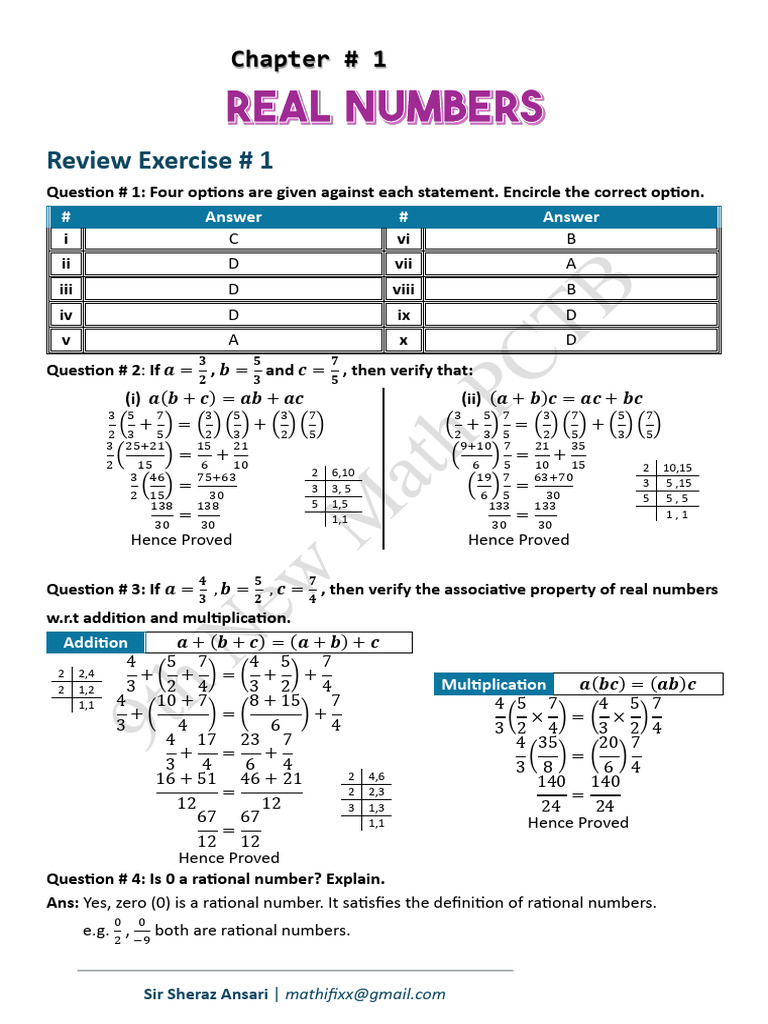 Math9 PCTB Sol Ex Rev Sheraz Ansari | PDF | Mathematics | Arithmetic