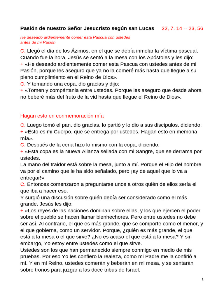 Pasión de Cristo según San Lucas | PDF | Jesús | Poncio Pilato