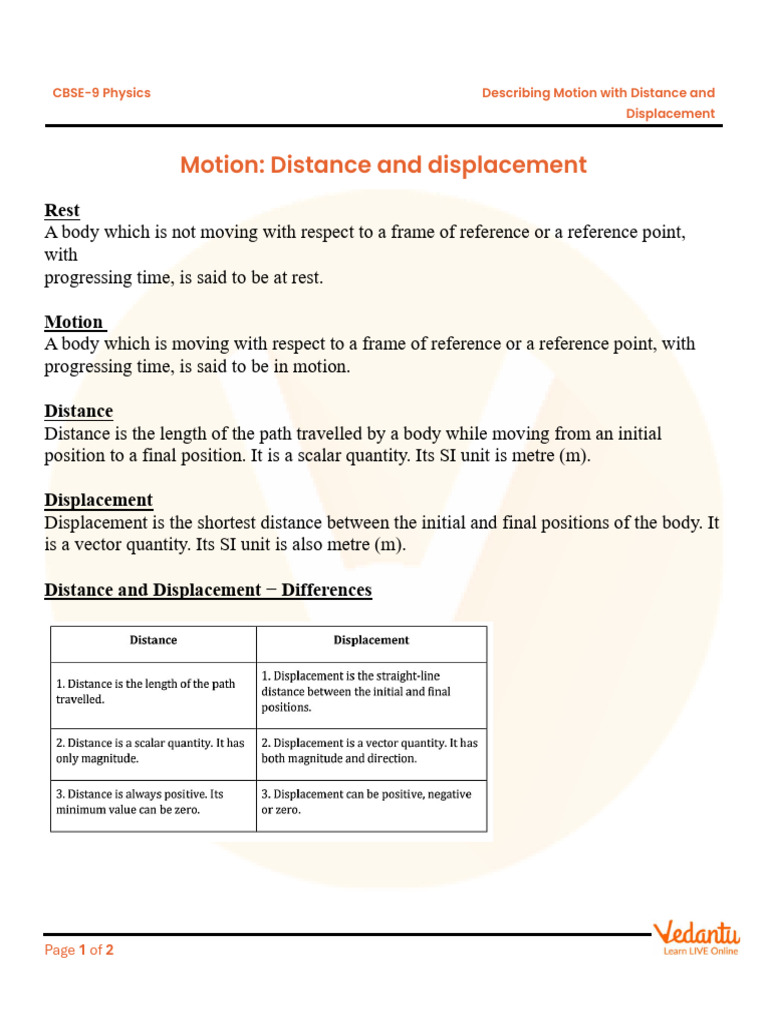9C-P-Distance and Displacement - Motion | PDF