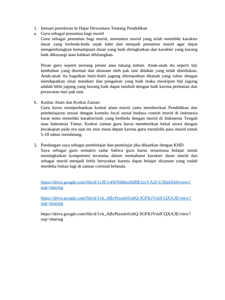 Intisari Pemikiran Ki Hajar Dewantara Tentang Pendidikan | PDF