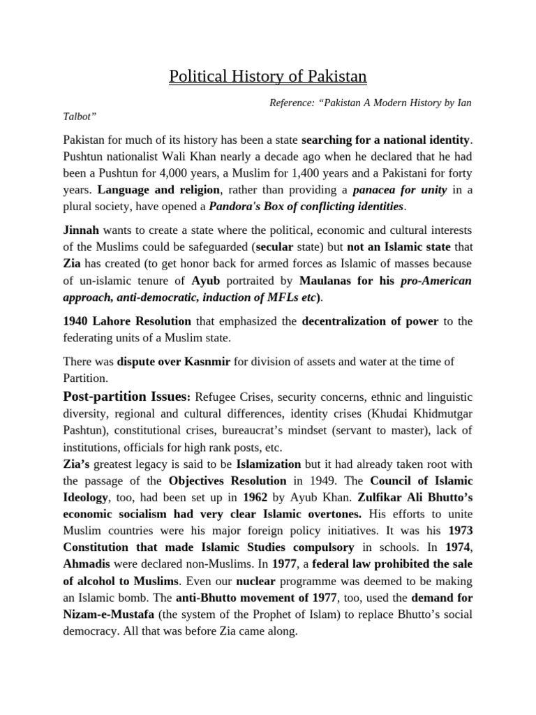 Political History of Pakistan | PDF | Zulfikar Ali Bhutto | Pakistan