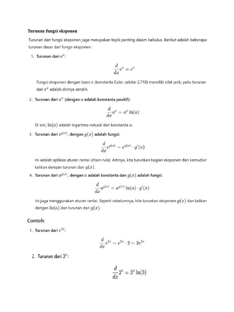 Turunan Fungsi Eksponen | PDF