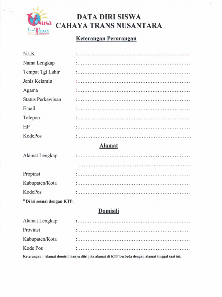 Form Data Diri (Background Check) | PDF