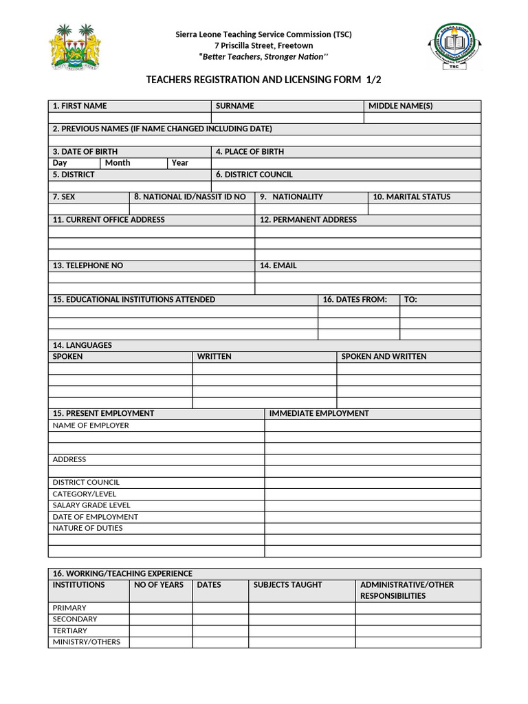 Teacher Registration and Licensing Form | PDF | Teachers