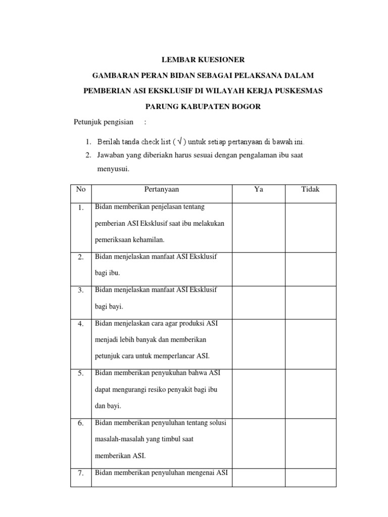 Lembar Kuesioner 2 | PDF