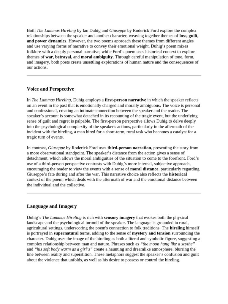 Both The Lammas Hireling by Ian Duhig and Giuseppe by Roderick Ford ...