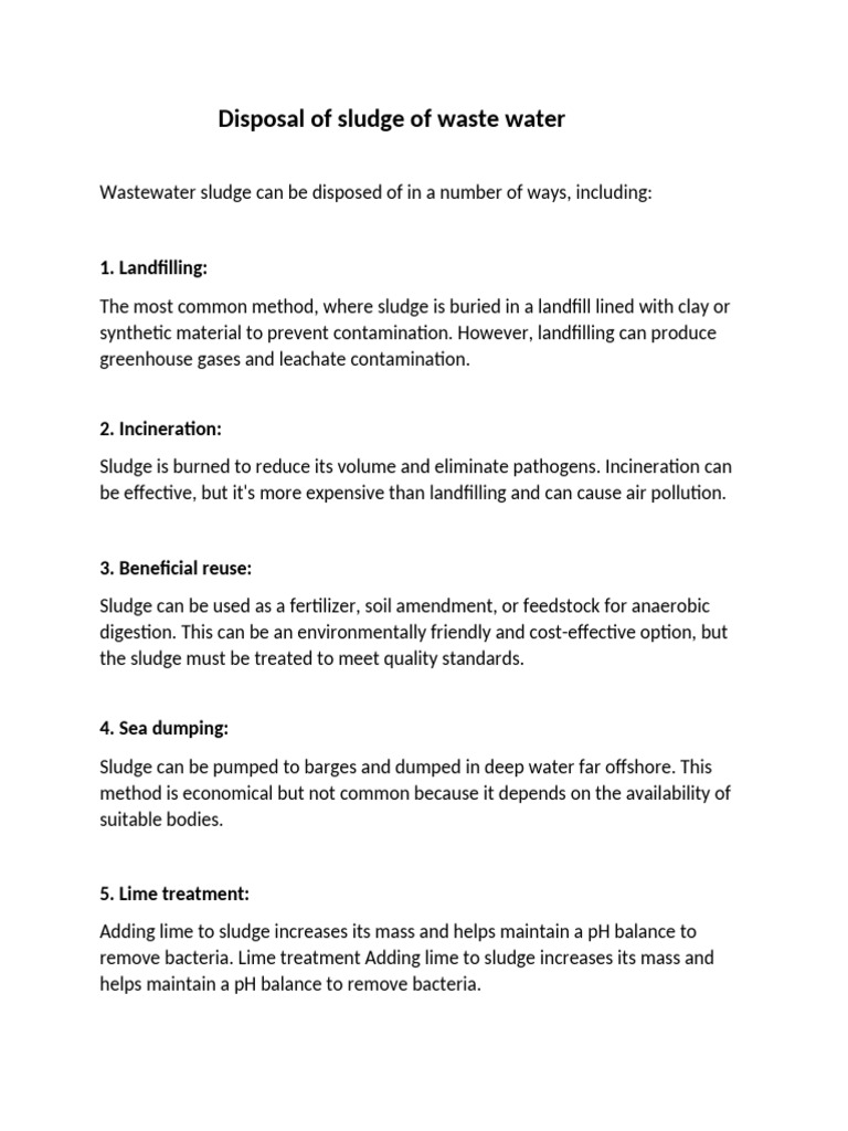 Disposal of Sludge of Waste Water 5656 | PDF