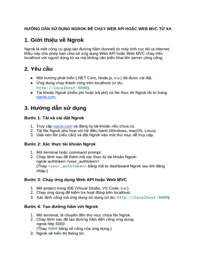 Hướng dẫn sử dụng Ngrok | PDF