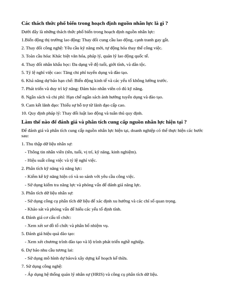 Câu hỏi HD NNL | PDF