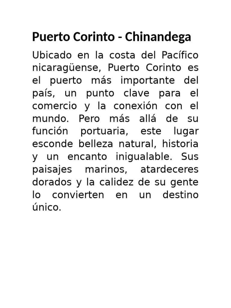 Ubicación y características del Puerto Corinto | PDF