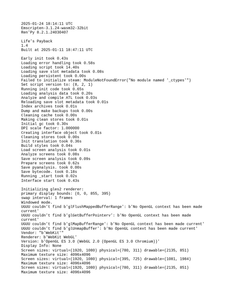 Ren'Py 8.2.1 Initialization Log | PDF