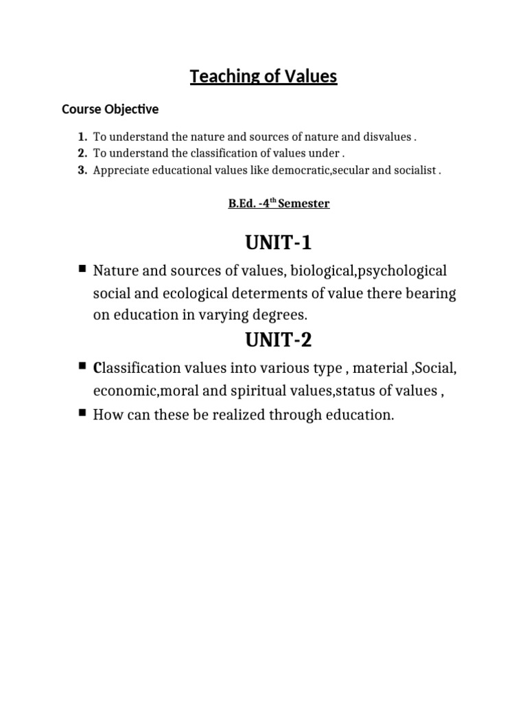 Teaching of Values | PDF