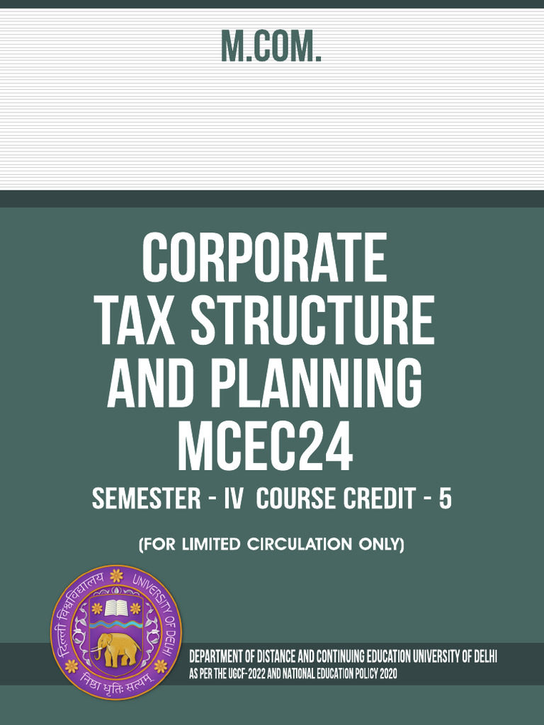 MCEC24 - Corporate Tax Structure and Planning | PDF | Taxes | Tax Avoidance