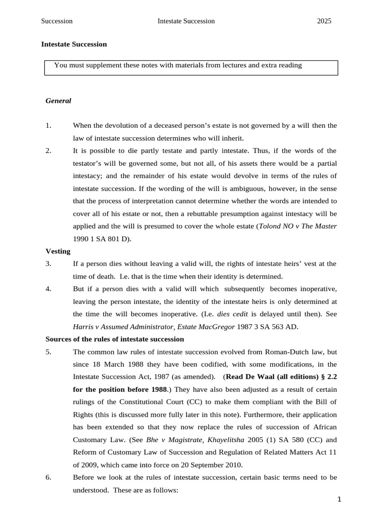 Intestate Succession Explained: Heirs & Rules | PDF | Intestacy | Justice