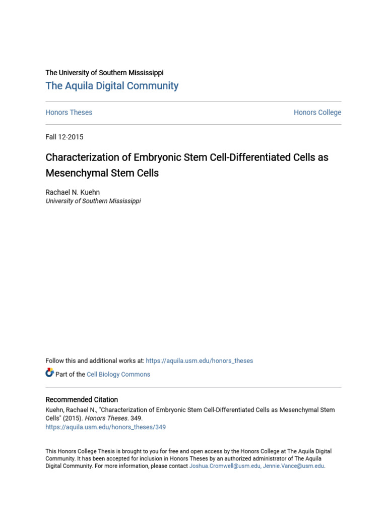 Characterization of Embryonic Stem Cell-Differentiated Cells As M | PDF | Embryonic Stem Cell ...