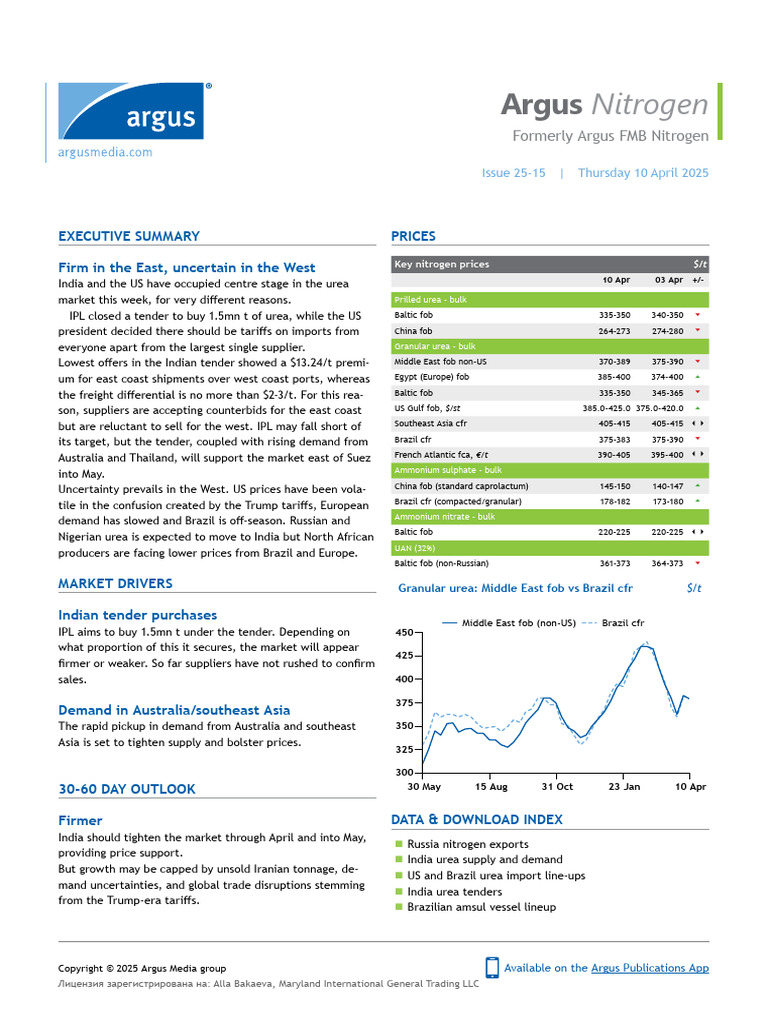 Argus Nitrogen 20250410 | PDF | Cargo