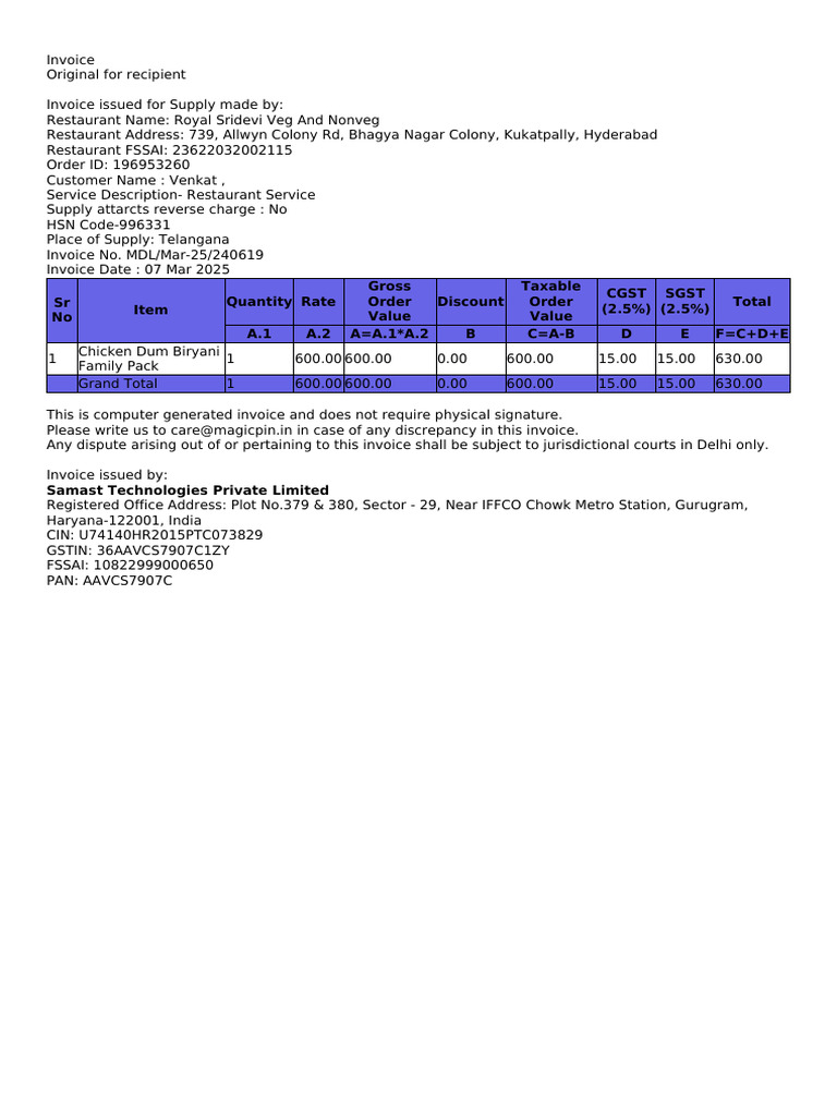 Magicpin Invoice-1 | PDF