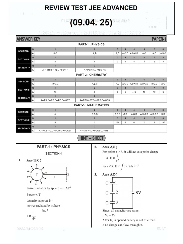 Score Paper-1-09.04.25-Solution | PDF