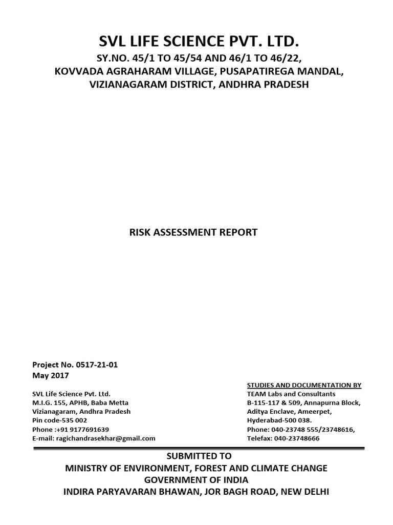 SVLLifeScienceRiskAssessment | PDF | Risk | Hazards