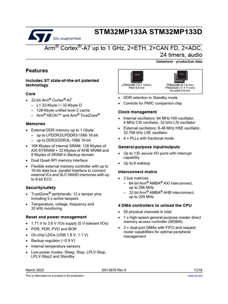 stm32mp133d | PDF | Dynamic Random Access Memory | Computer Engineering