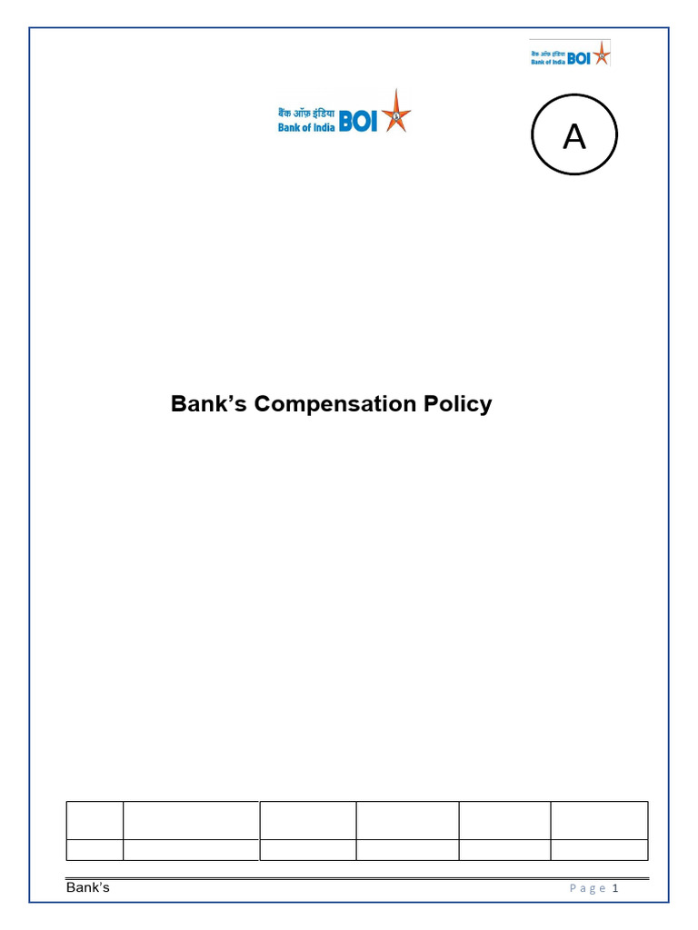 Bank Compensation Policy Overview | PDF | Cheque | Banks