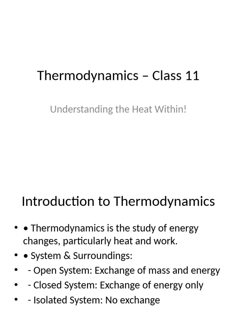 Thermodynamics Class11 Interactive | PDF