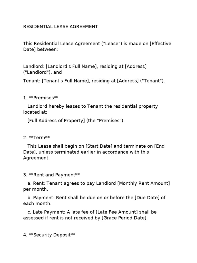 Sample Residential Lease Agreement | PDF