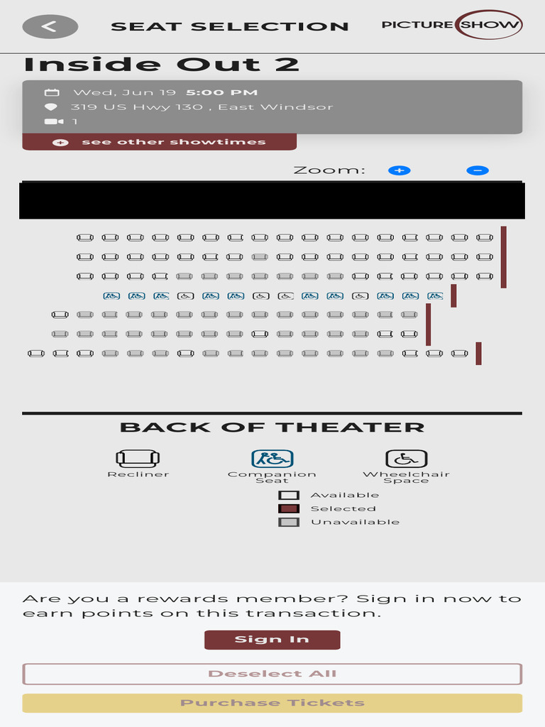 Seat Selection Picture Show Entertainment East Windsor Movie Theater | PDF