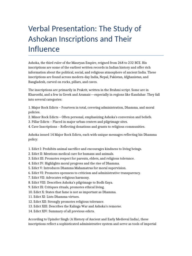 Ashokan Inscriptions: Governance and Dhamma | PDF | Ashoka