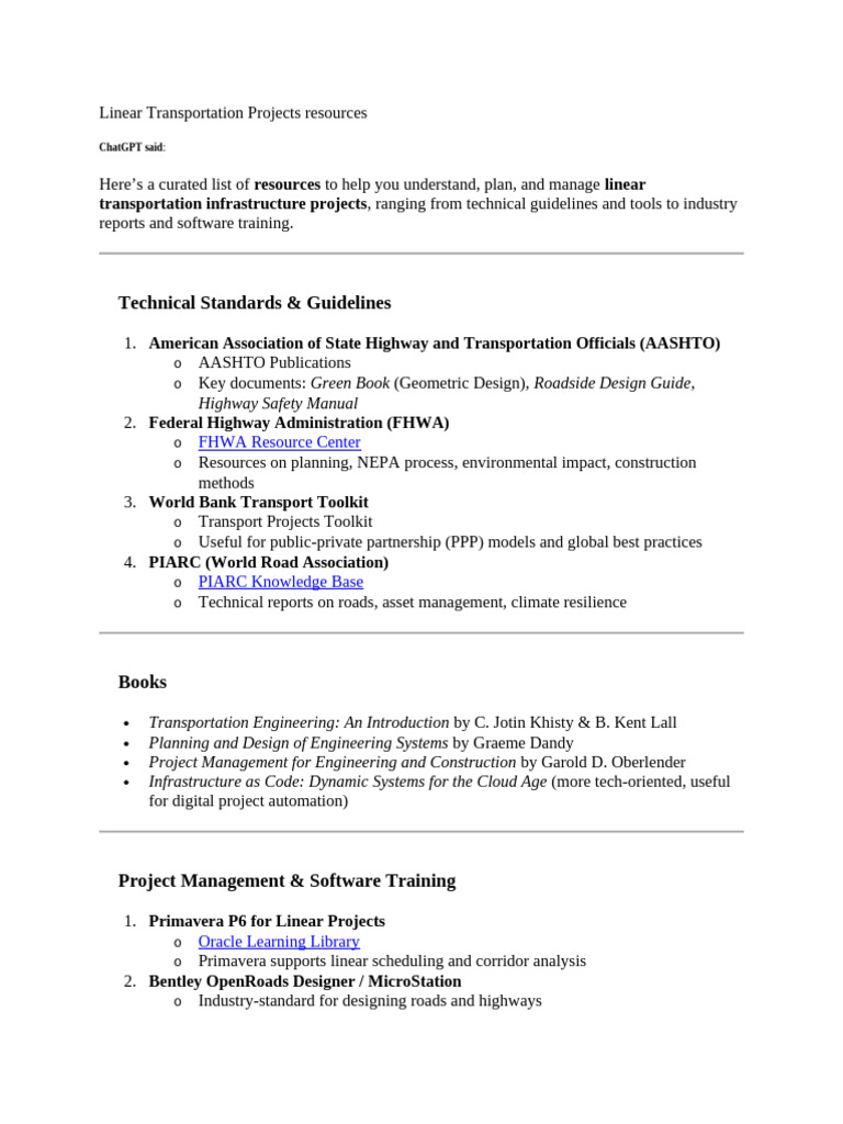 Resources for Linear Transportation Projects | PDF | Geographic ...