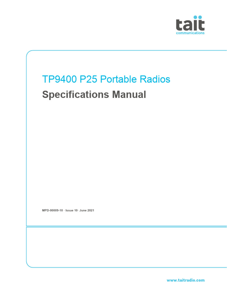 MPD-00009-10 TP-9400 Specification Manual | PDF | Radio Spectrum ...