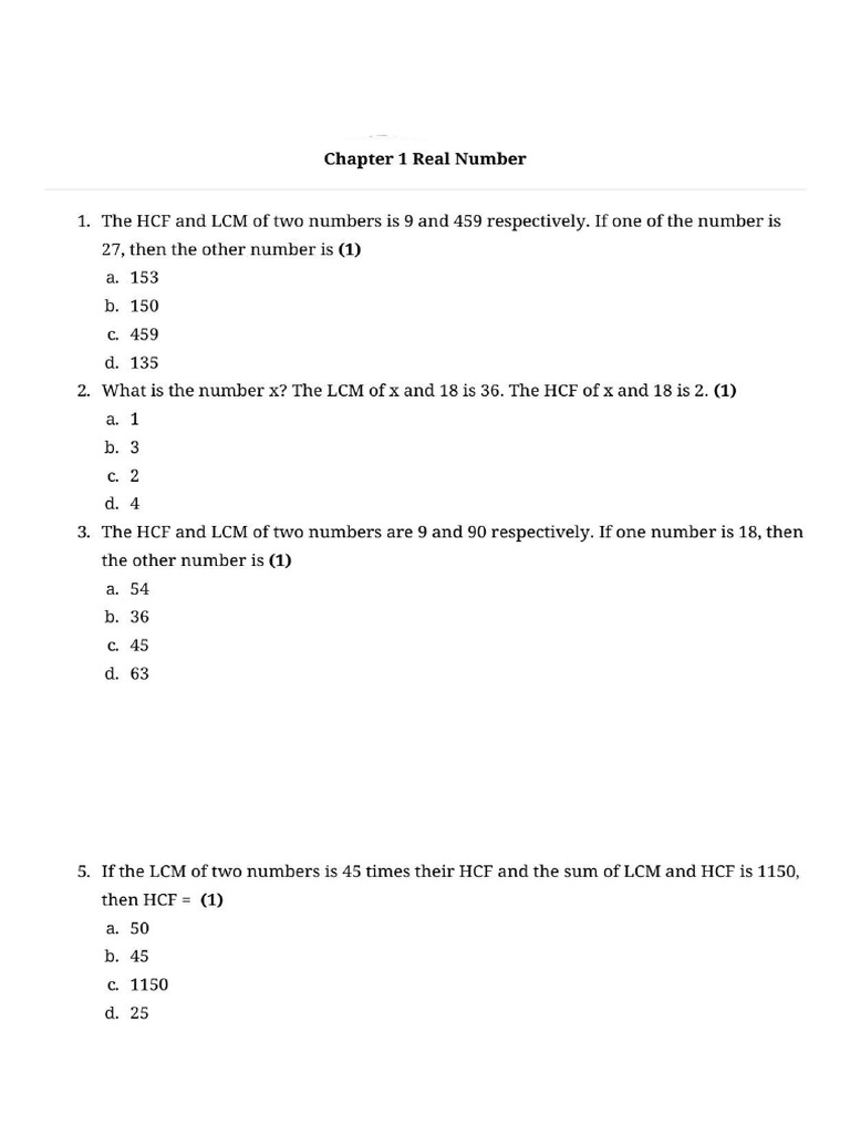 Class 10 Real Numbers | PDF