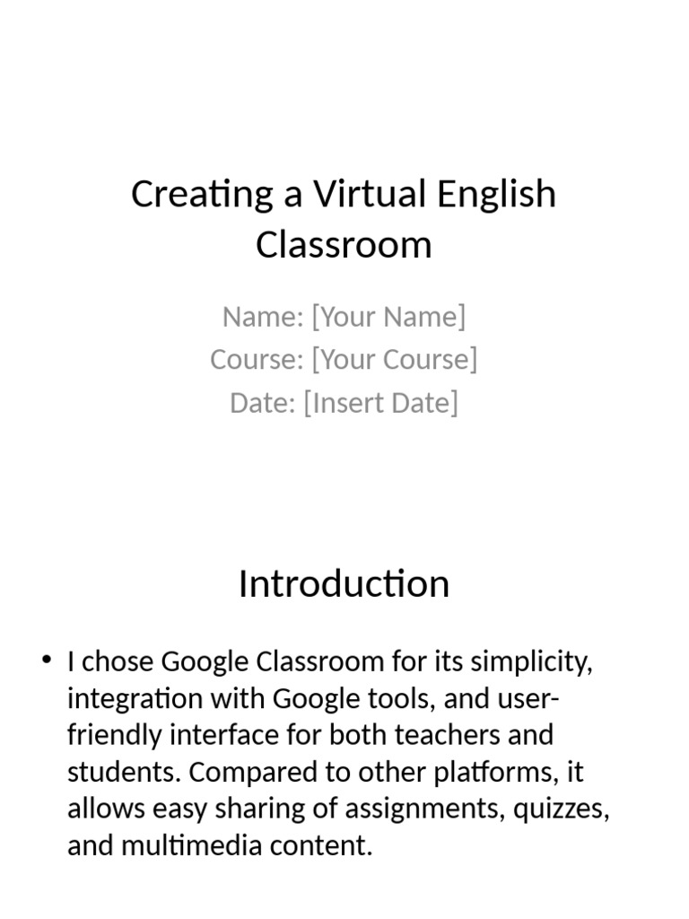 Updated Virtual English Classroom Presentation | PDF