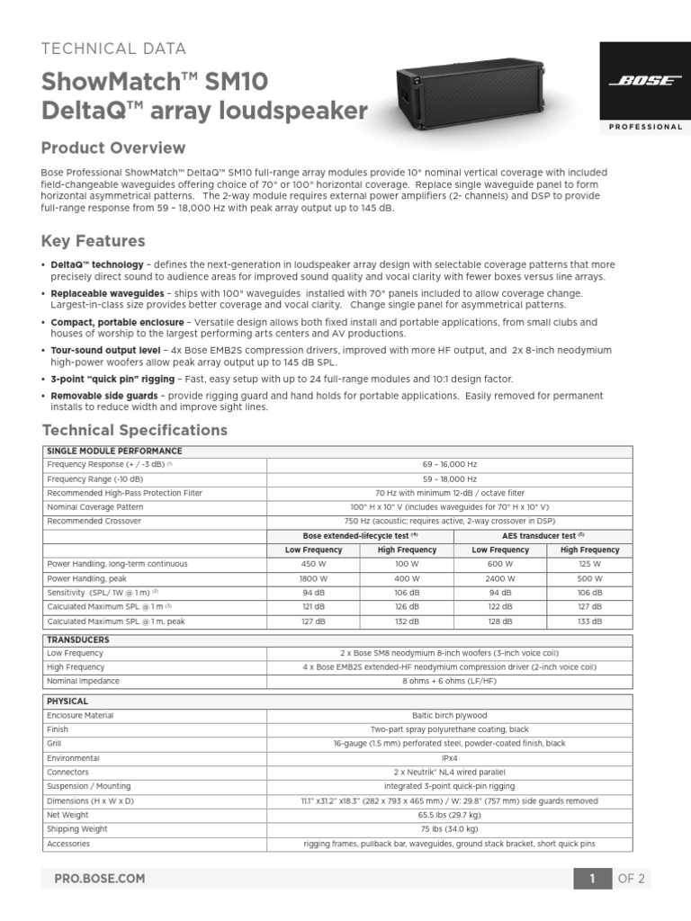 BOSE SPK ShowMatch - SM10 - Letter | PDF | Loudspeaker ...
