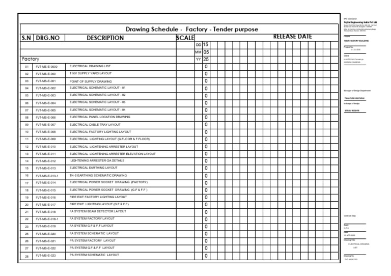 Fjt-Ms-E-0000-Electrical Drawing List (1) - Electrical Drawing List ...