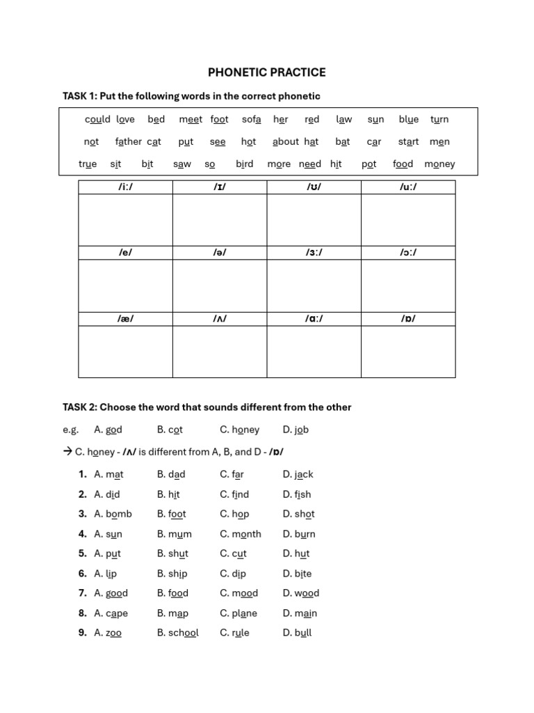 Phonetic Practice | PDF