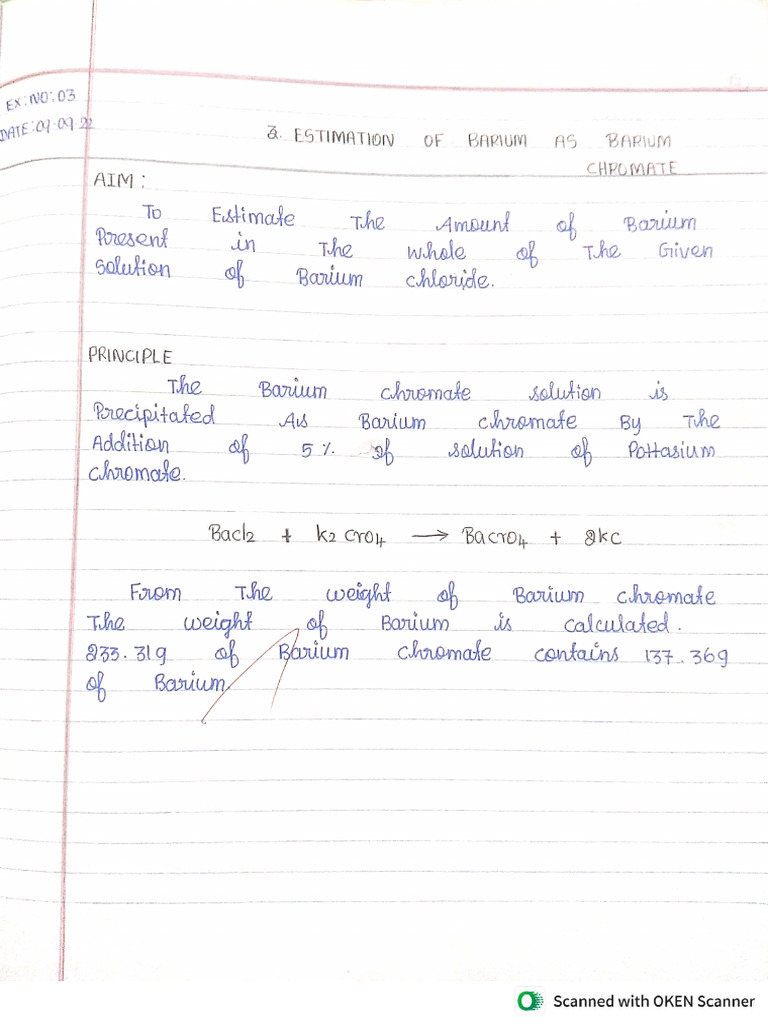 Estimation of Barium As Barium Chromate | PDF
