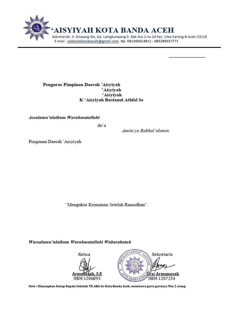 Undangan Halal bil Halal, Pengajian dan Rapat PDA 13 April 2025 | PDF