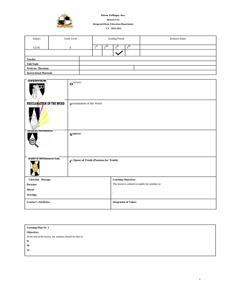 Christian Living Lesson Plan Template | PDF | God | Theology