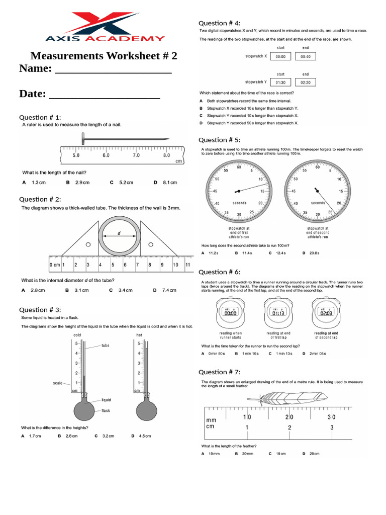 Measurements Worksheet #2 | PDF