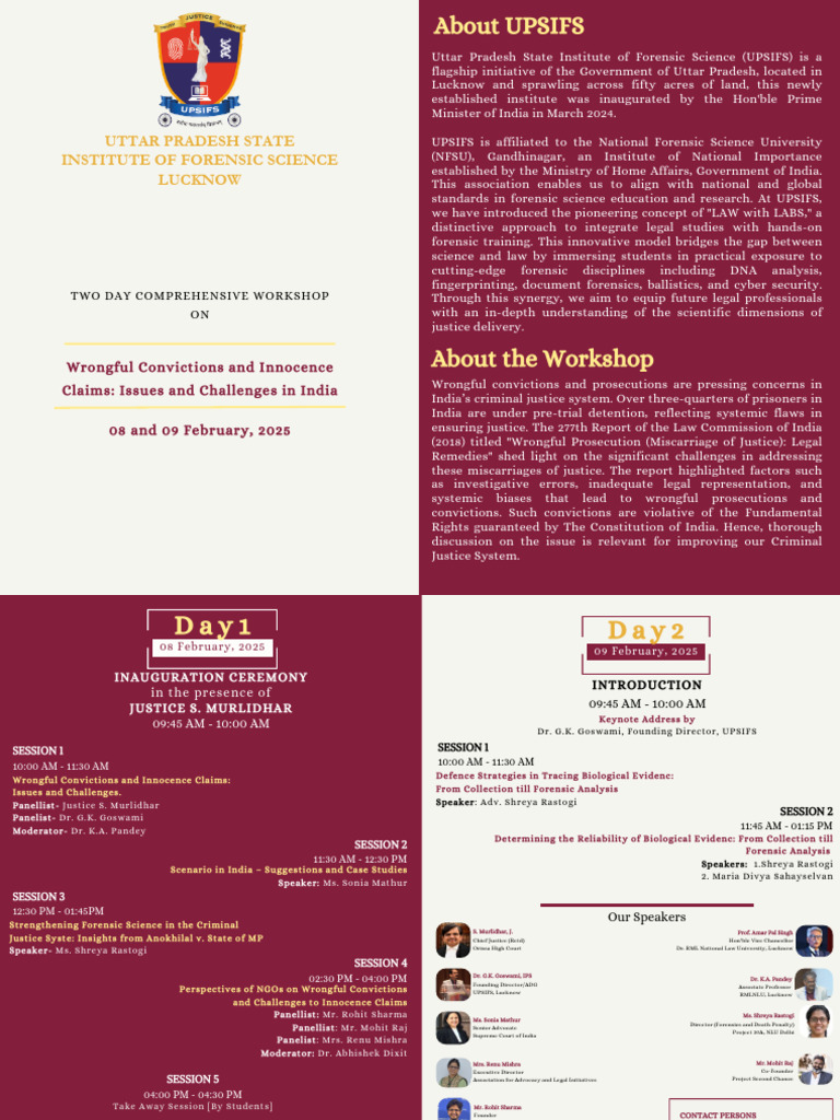 Workshop On Wrongful Convictions and Innocence Claims Issues and ...