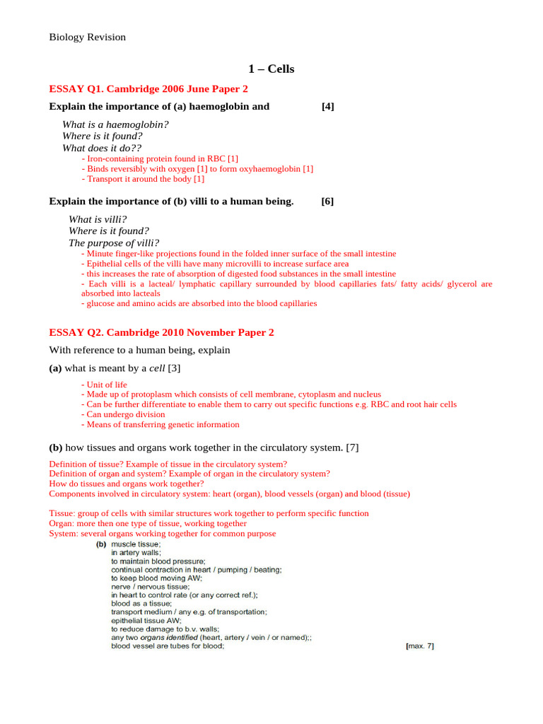 Compiled Biology Essay - Cells | PDF