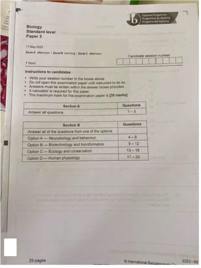 Biology HL Paper 3 TZ B | PDF