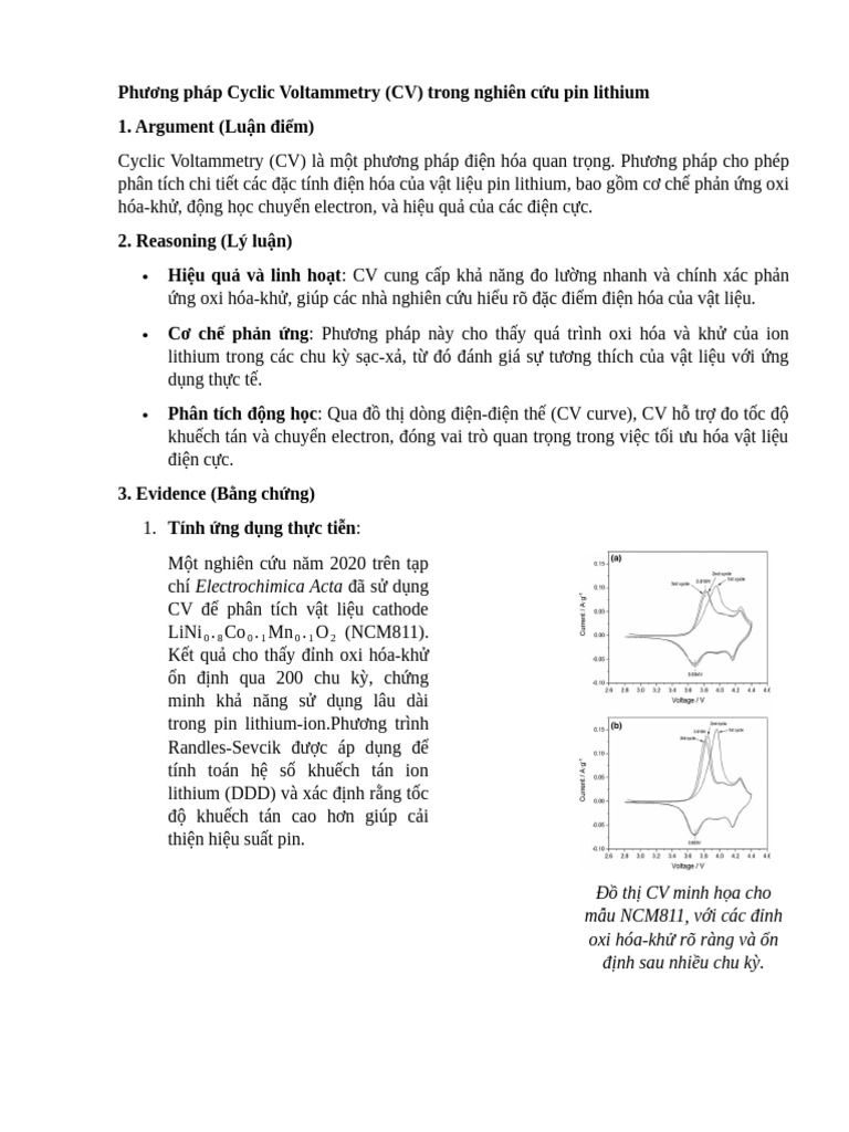 Phương Pháp Cyclic Voltammetry Pin Lithium | PDF