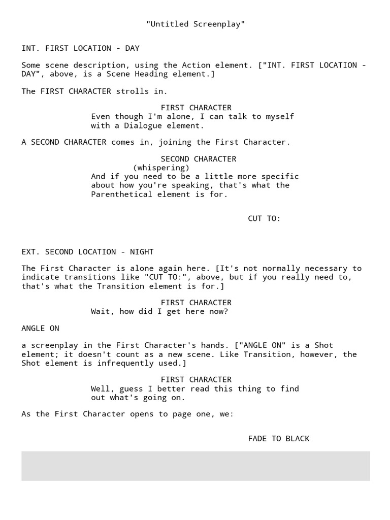 Screenplay Techniques: Fade In & Out | PDF