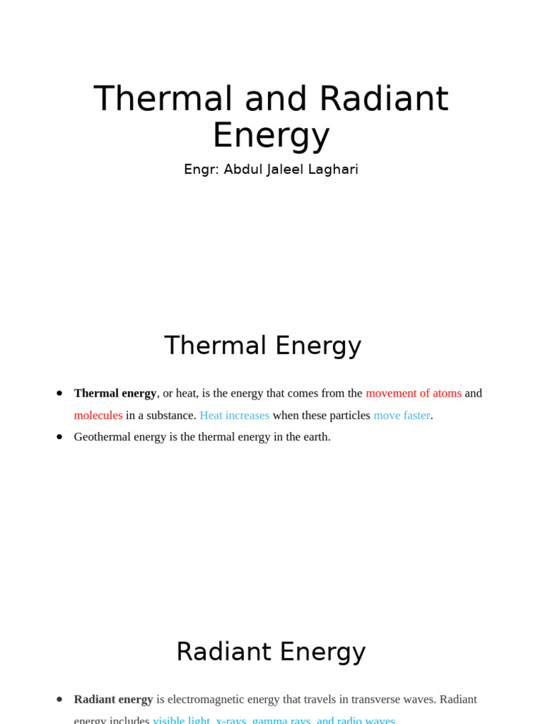 Examples of Radiant Energy Explained | PDF