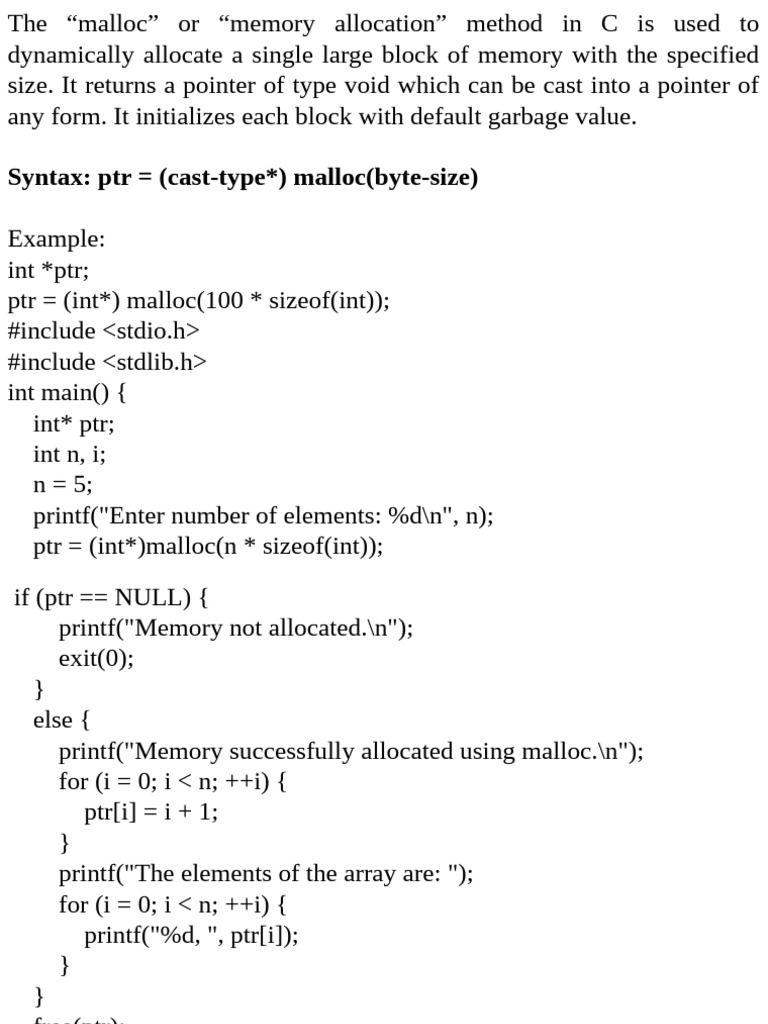 Arrays And Dynamic Memory Allocation Pdf Pointer Computer