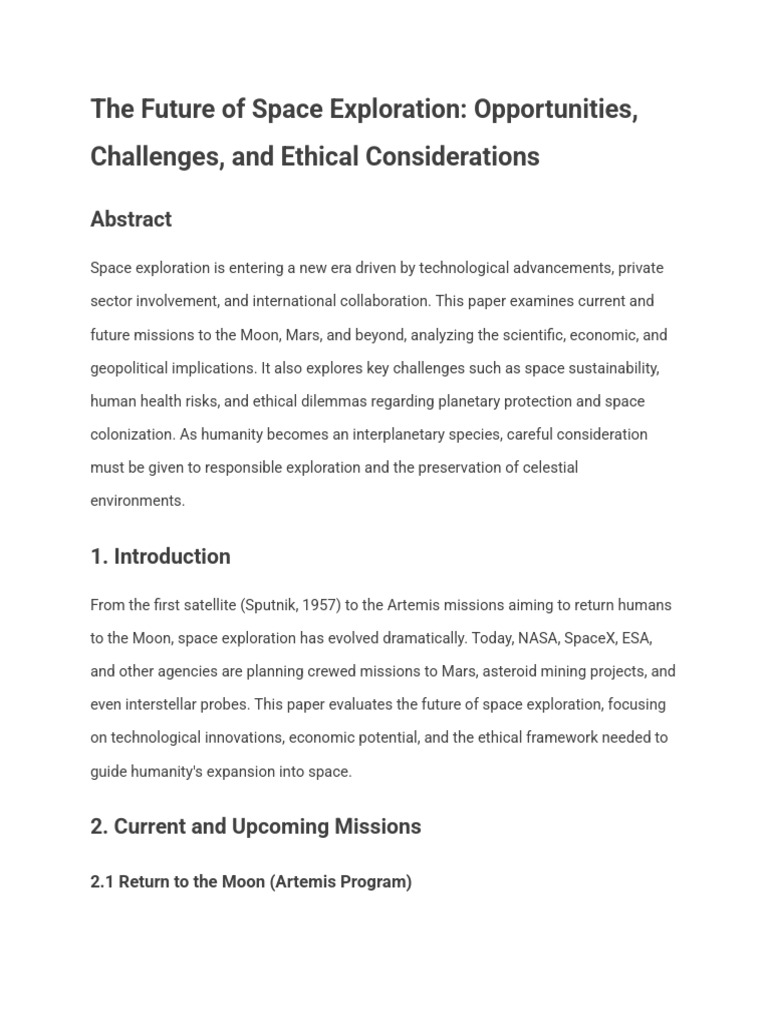 The Future of Space Exploration_ Opportunities, Challenges, and Ethical ...