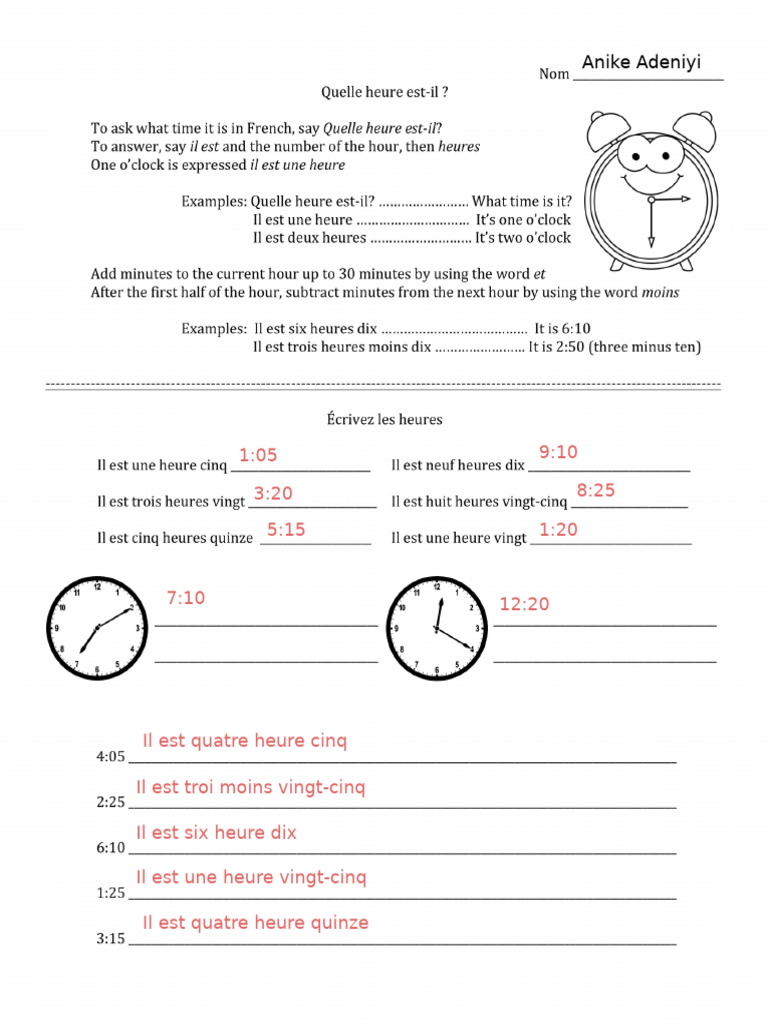 FR7 Time Worksheets | PDF