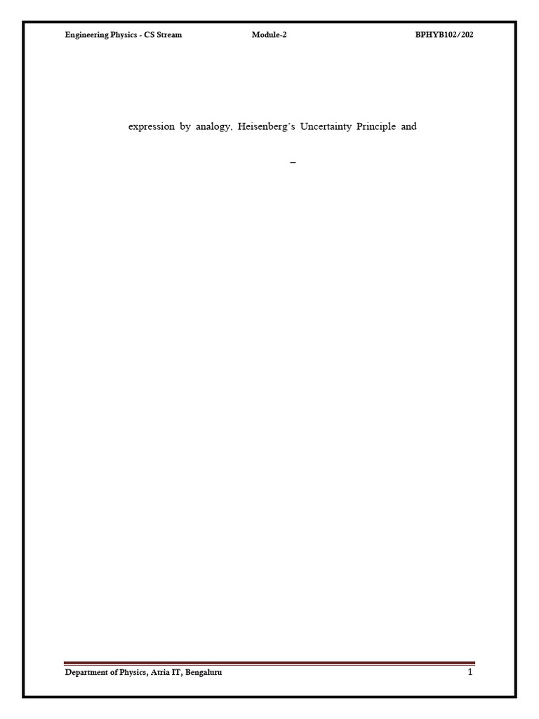 Module-2 Quantum Mechanics 2024 | PDF | Waves | Electron